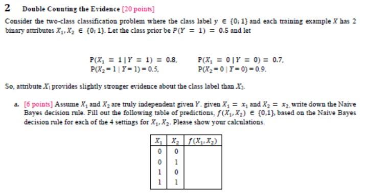 Solved 2 Double Counting the Evidence [20 points) Consider | Chegg.com