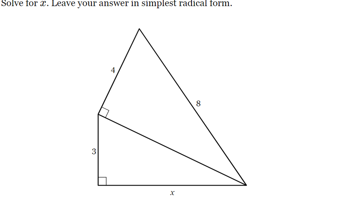 Solved Solve for xx. ﻿Leave your answer in simplest radical | Chegg.com