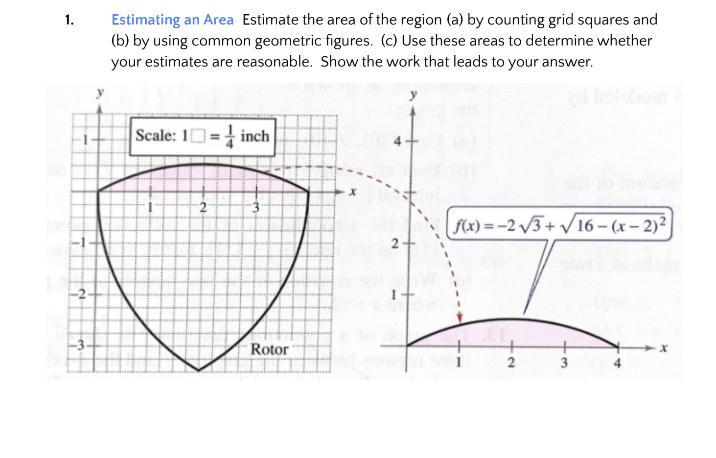 Solved 1. Estimating an Area Estimate the area of the region | Chegg.com