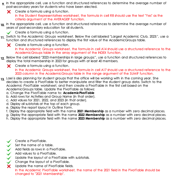 9. In the appropriate cell, use a function and | Chegg.com