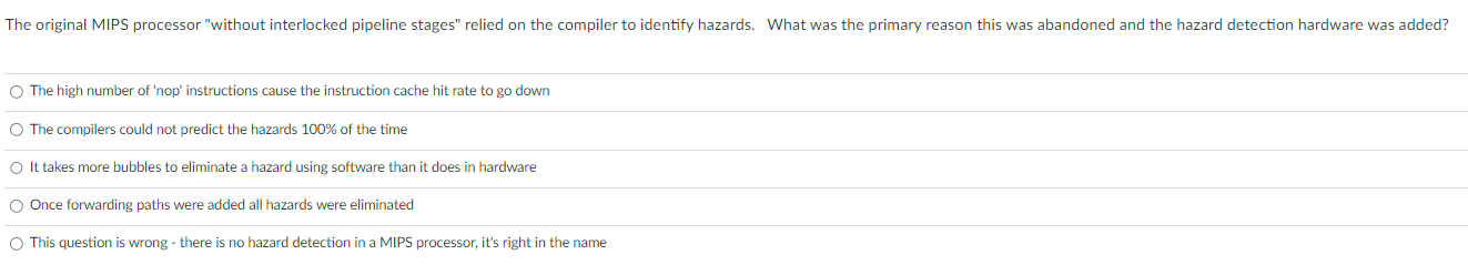 Solved The high number of 'nop' instructions cause the | Chegg.com