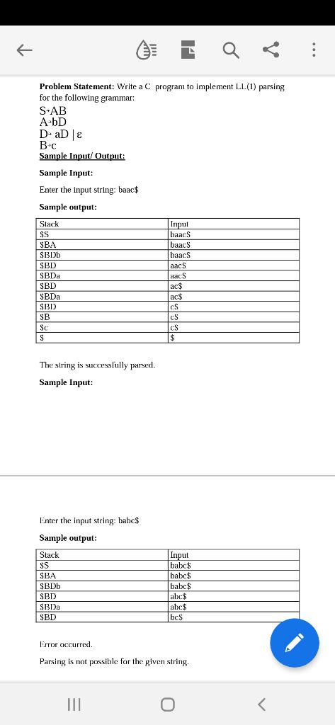 Solved E Problem Statement Write A C Program To Implement 
