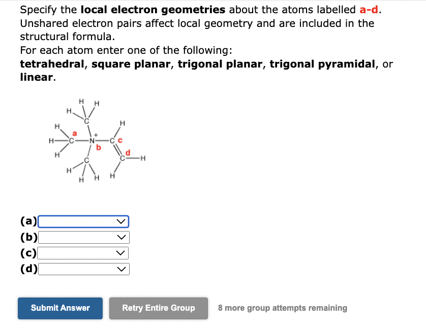 Solved Specify the local electron geometries about the atoms | Chegg.com