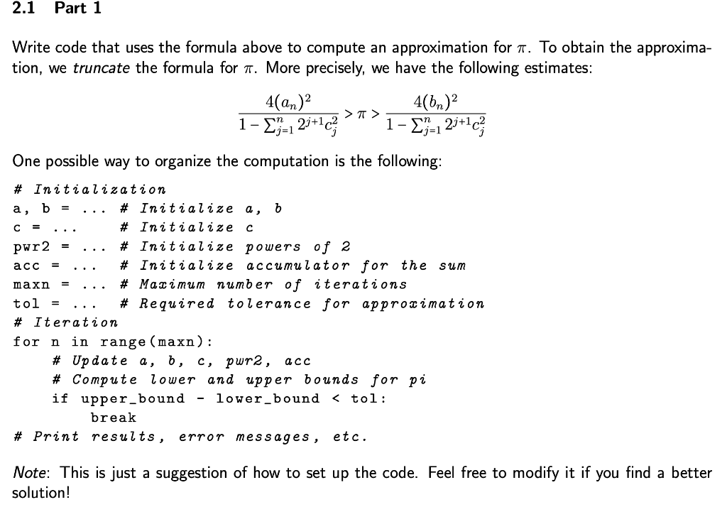 Write code that uses the formula above to compute an | Chegg.com
