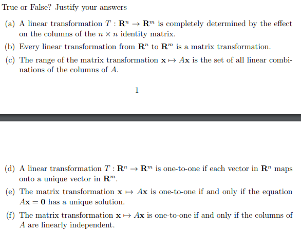 Solved True or False? Justify your answers (a) A linear | Chegg.com