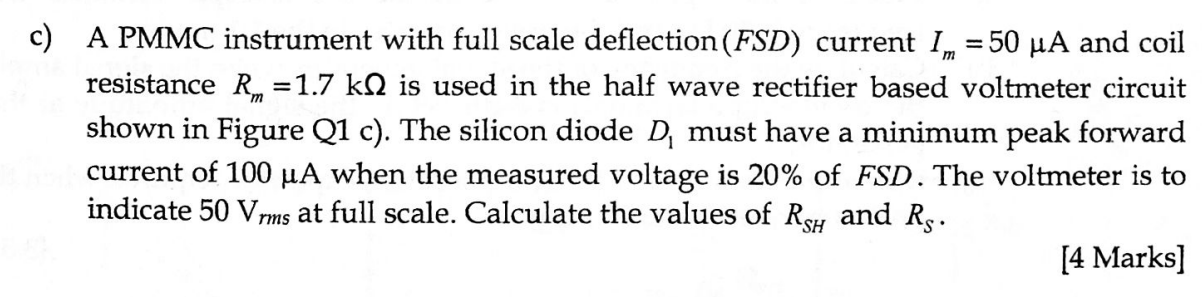 c) A PMMC instrument with full scale deflection (FSD) | Chegg.com