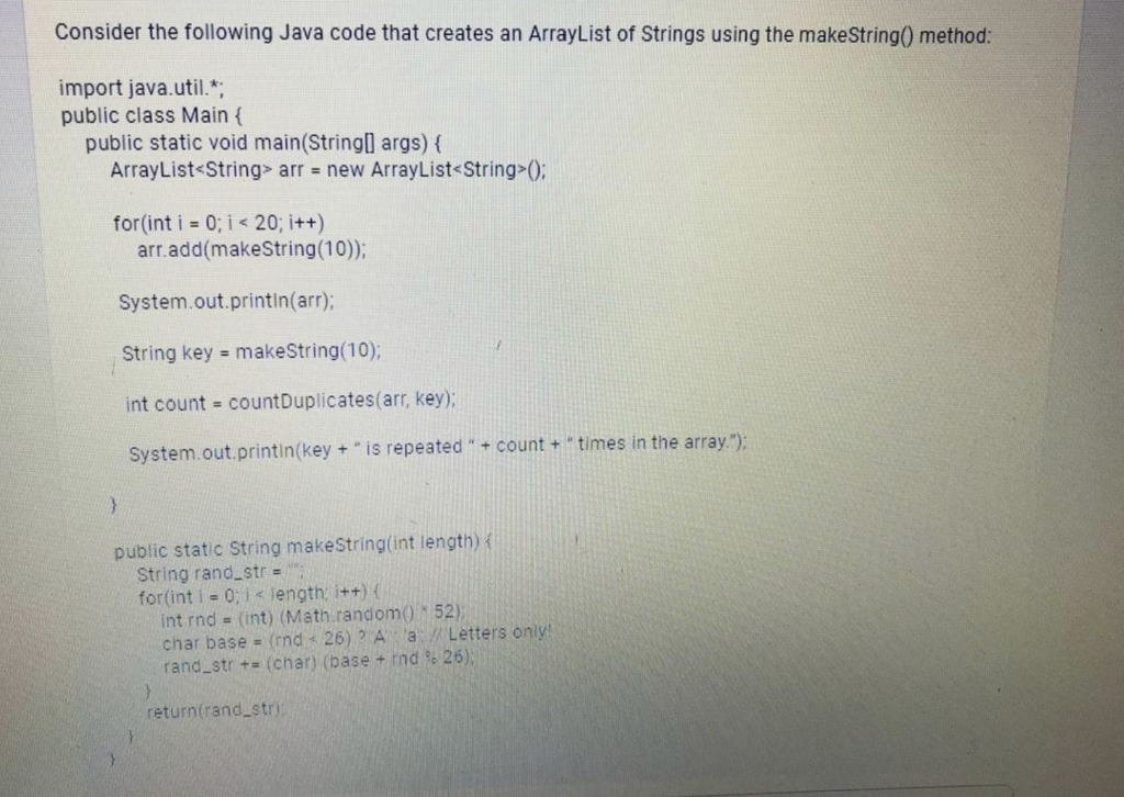 Solved Consider the following Java code that creates an | Chegg.com