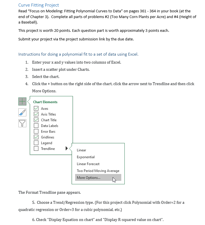 Curve Fitting Project Read "Focus on Modeling: | Chegg.com