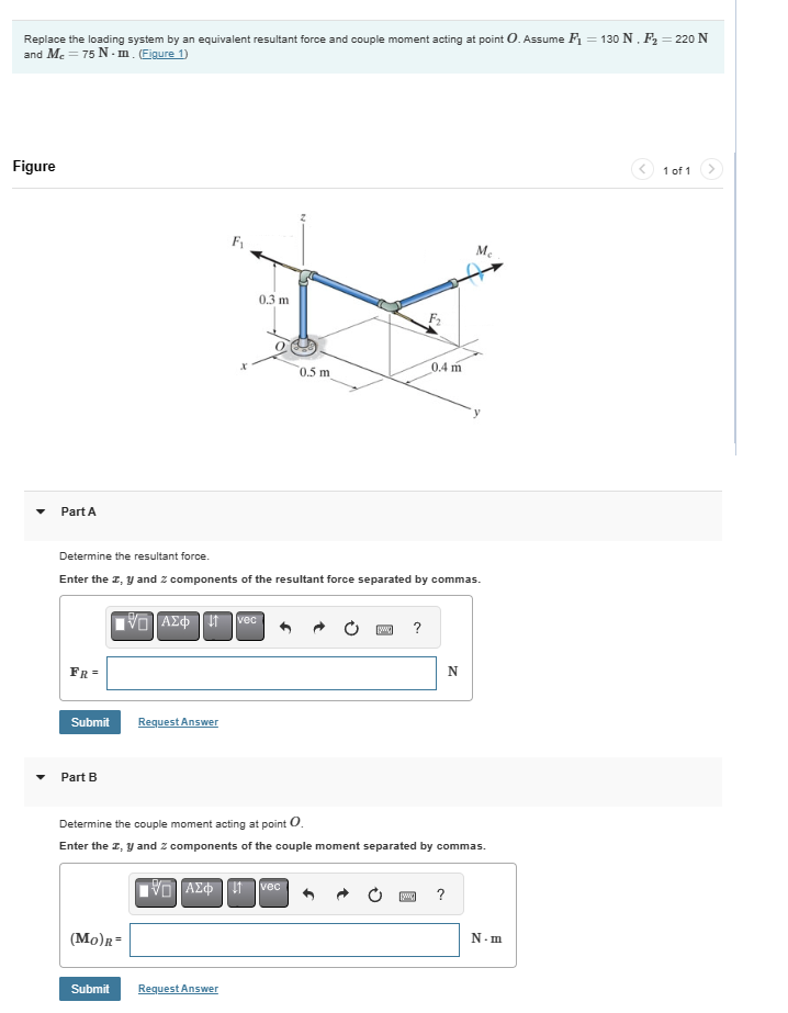 Solved Replace the loading system by an equivalent resultant | Chegg.com