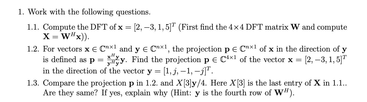 Solved 1. Work with the following questions. 1.1. Compute | Chegg.com