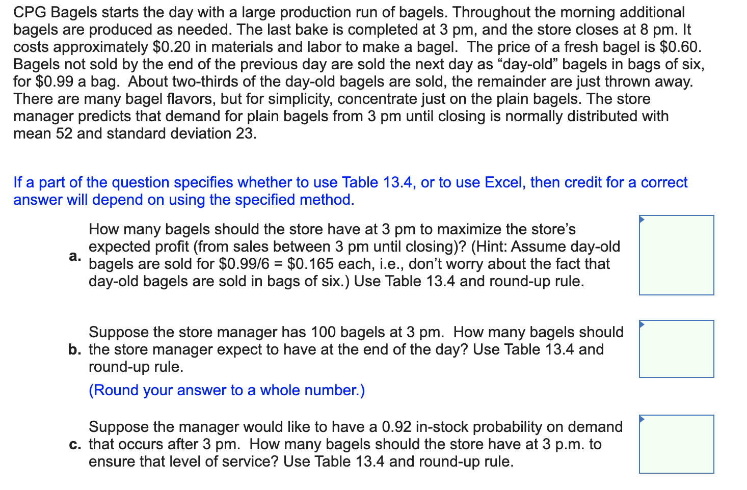 CPG Bagels starts the day with a large production run | Chegg.com
