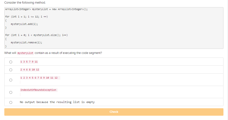 Solved Consider the following method. What will mystery List | Chegg.com