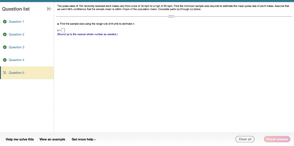 Solved Answer A-B A. Find the sample size using the range | Chegg.com