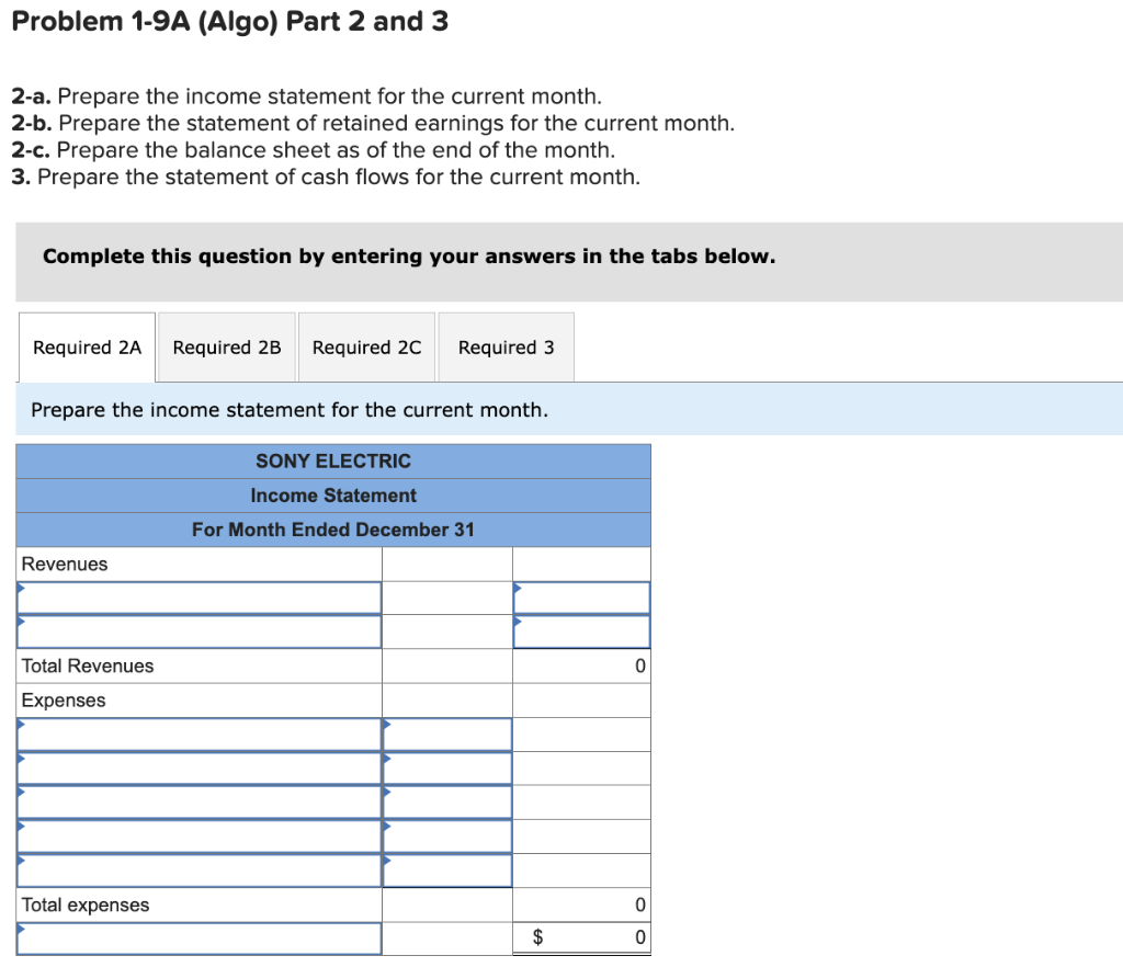 Solved Problem 1-9A (Algo) Analyzing transactions and | Chegg.com