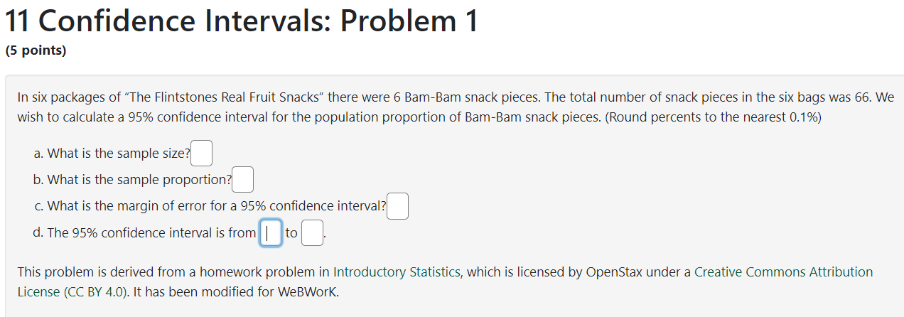 Solved 11 ﻿Confidence Intervals: Problem 1(5 ﻿points)In six | Chegg.com