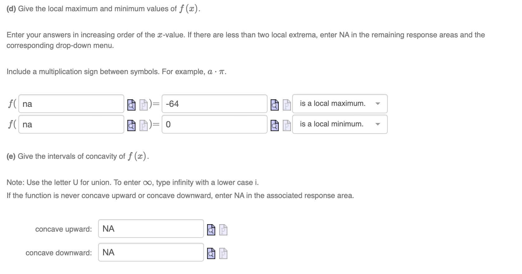 Solved It's telling me part c increasing, decreasing, part | Chegg.com