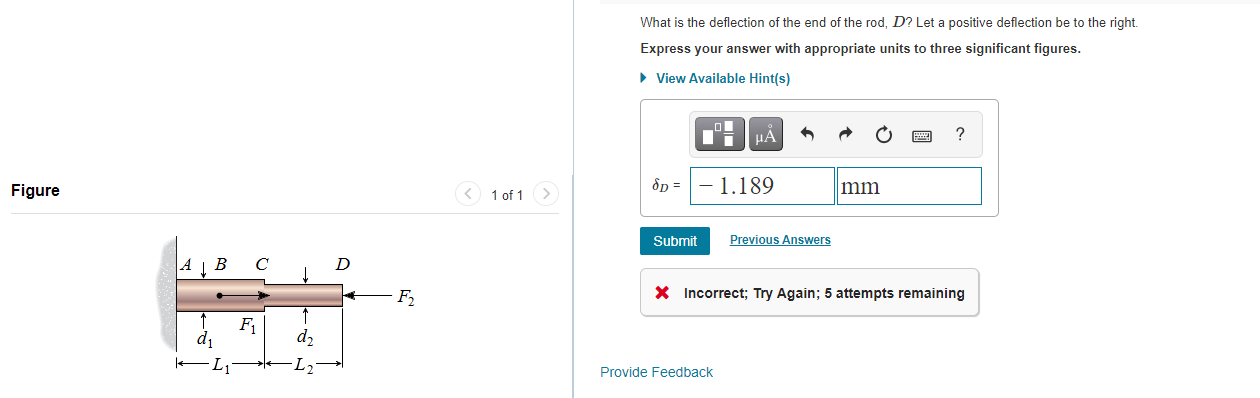 Solved The circular rod shown (Figure 1) has dimensions du = | Chegg.com
