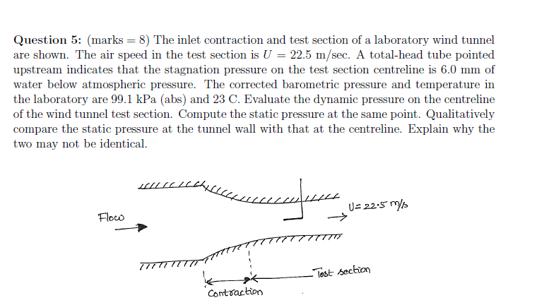 Solved Question 5: (marks = 8) The inlet contraction and | Chegg.com