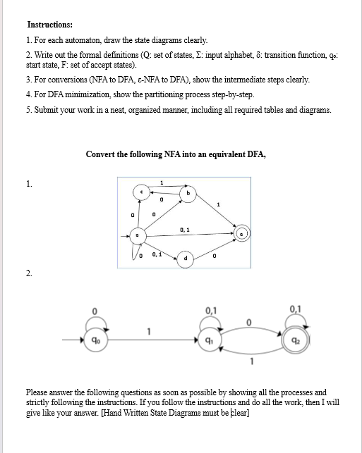 Solved Instructions:For each automaton, draw the state | Chegg.com