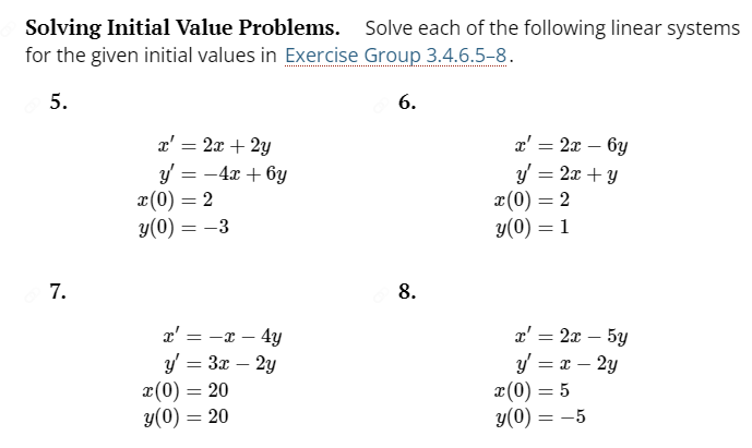 Solving Initial Value Problems. Solve each of the | Chegg.com