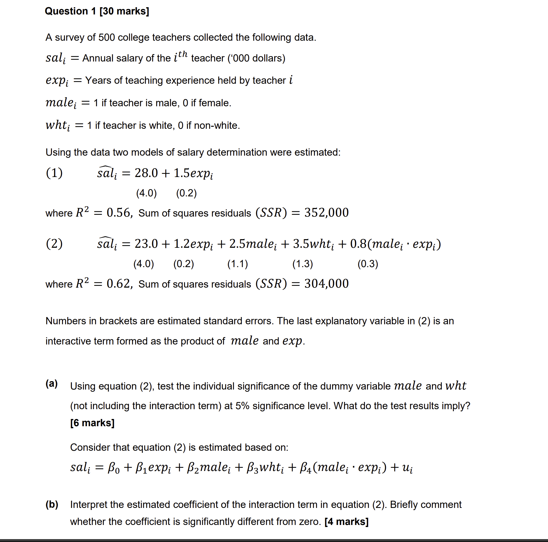 Solved Question 1 [30 marks] A survey of 500 college | Chegg.com