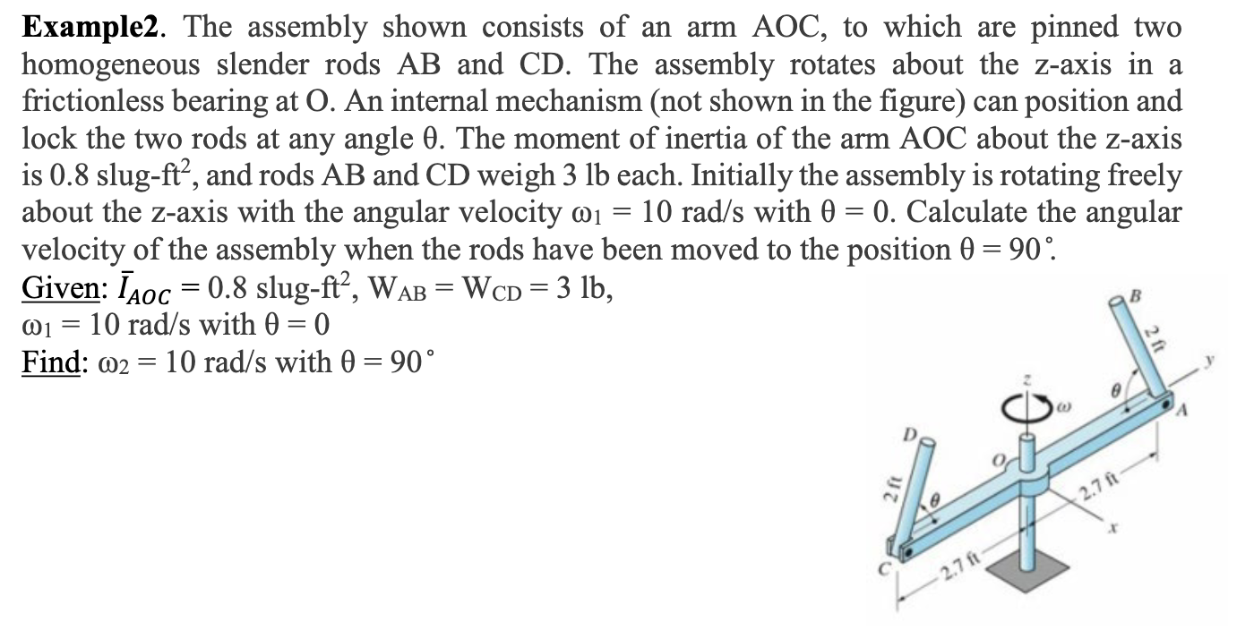 Solved Example2. The assembly shown consists of an arm AOC, | Chegg.com