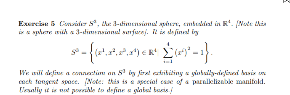 Solved Exercise 5 Consider S3, the 3-dimensional sphere, | Chegg.com