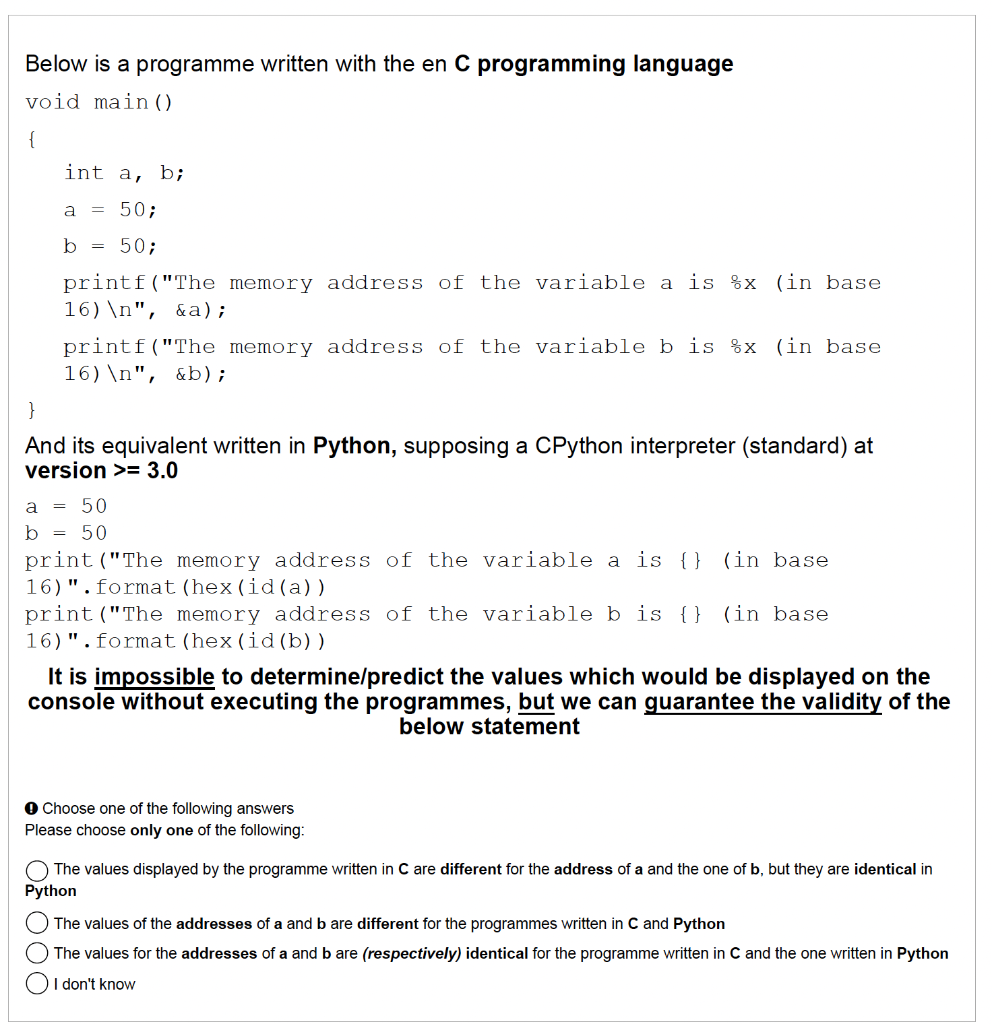Solved Below is a programme written with the en C | Chegg.com