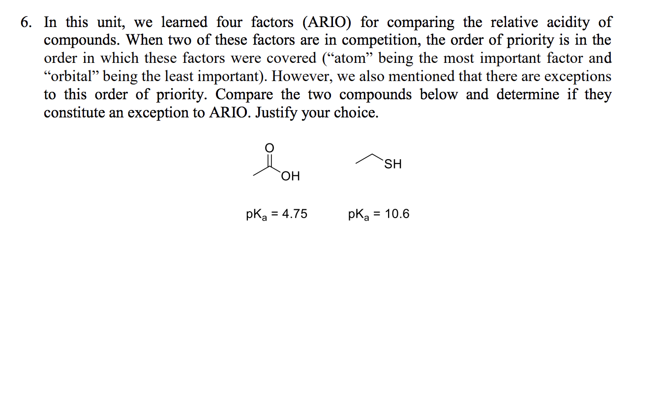 Solved 6. In this unit, we learned four factors (ARIO) for | Chegg.com
