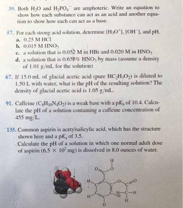 Solved 39. Both H2O and H2PO4 are amphoteric. Write an | Chegg.com