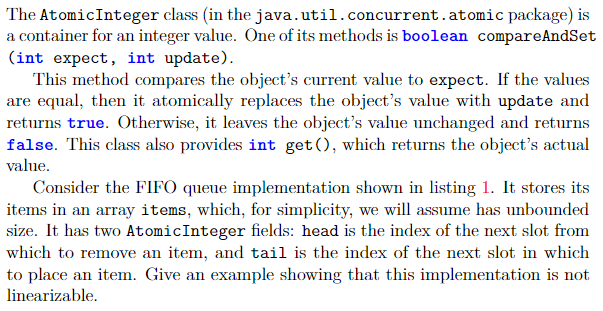 Solved The AtomicInteger class (in the java. util. | Chegg.com