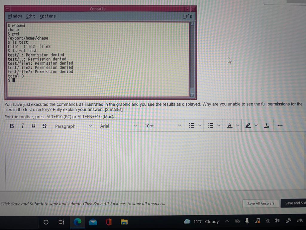 Solved Console Window Edit Options Help $ whoami chase $ pwd | Chegg.com
