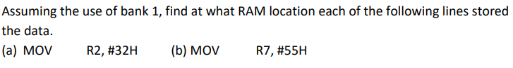 Solved Assuming the use of bank 1 , find at what RAM | Chegg.com