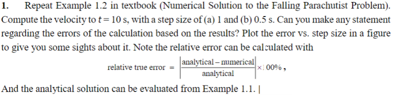Solved Repeat Example 1.2 ﻿in textbook (Numerical Solution | Chegg.com