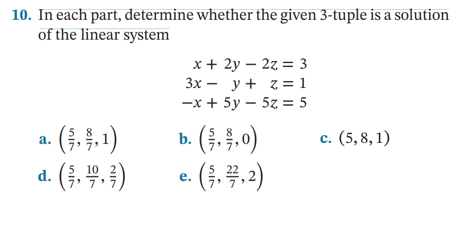 Solved 10 In Each Part Determine Whether The Given 3 Tuple 