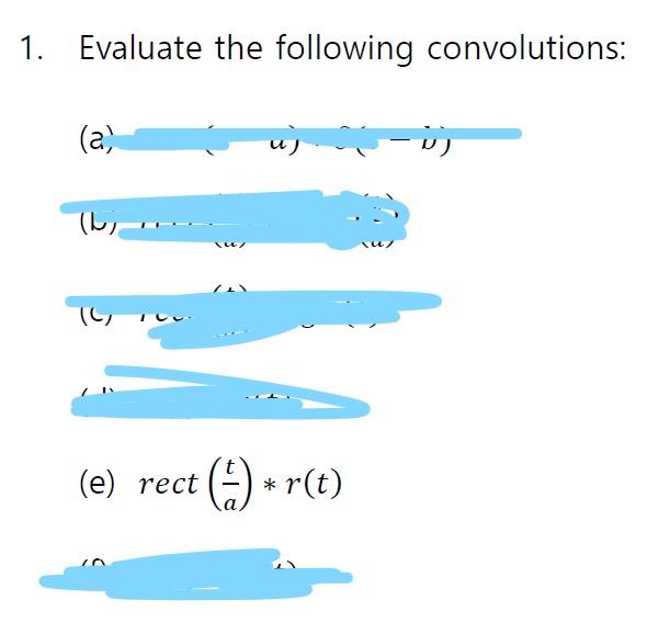 Solved 1. Evaluate the following convolutions: a (a) u را) | Chegg.com