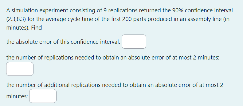 Solved A simulation experiment consisting of 9 replications | Chegg.com