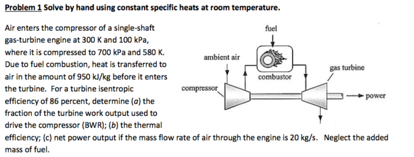Solved Problem 1 Solve by hand using constant specific heats | Chegg.com