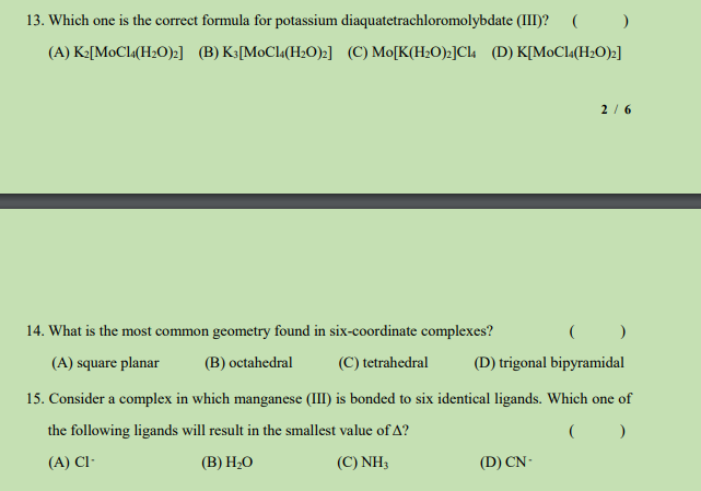 Solved 13. Which one is the correct formula for potassium | Chegg.com