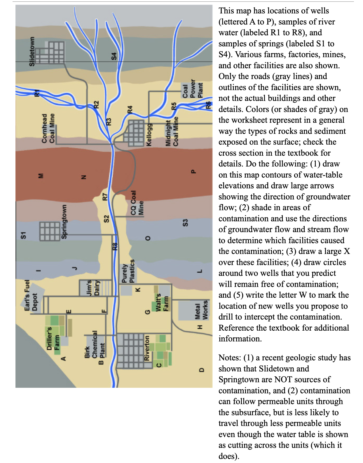 This map has locations of wells (lettered A to P ), | Chegg.com
