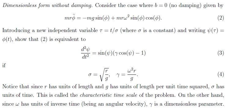 Solved Dimensionless form without damping. Consider the case | Chegg.com