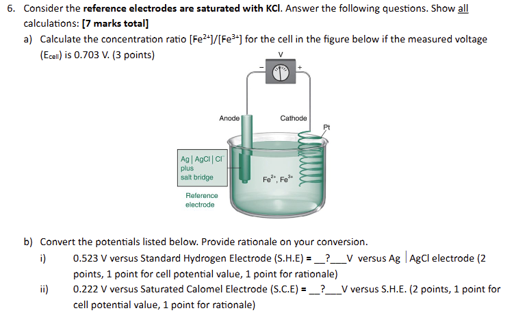 Solved Consider the reference electrodes are saturated with | Chegg.com