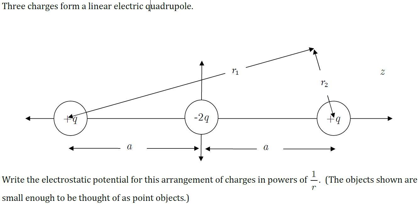 Solved Three charges form a linear electric quadrupole. 11 | Chegg.com