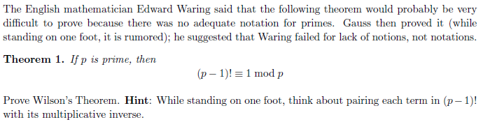Solved The English mathematician Edward Waring said that the | Chegg.com