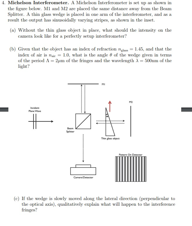 4. Michelson Interferometer. A Michelson | Chegg.com