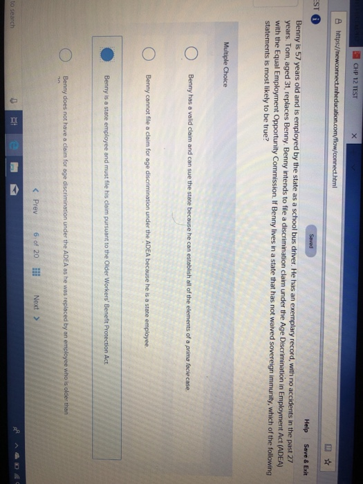Solved CHP 12 TEST 8 https/ tml ST Save & Exit Help Benny is | Chegg.com Solved CHP 12 TEST 8 https/ tml ST Save & Exit Help Benny is | Chegg.com