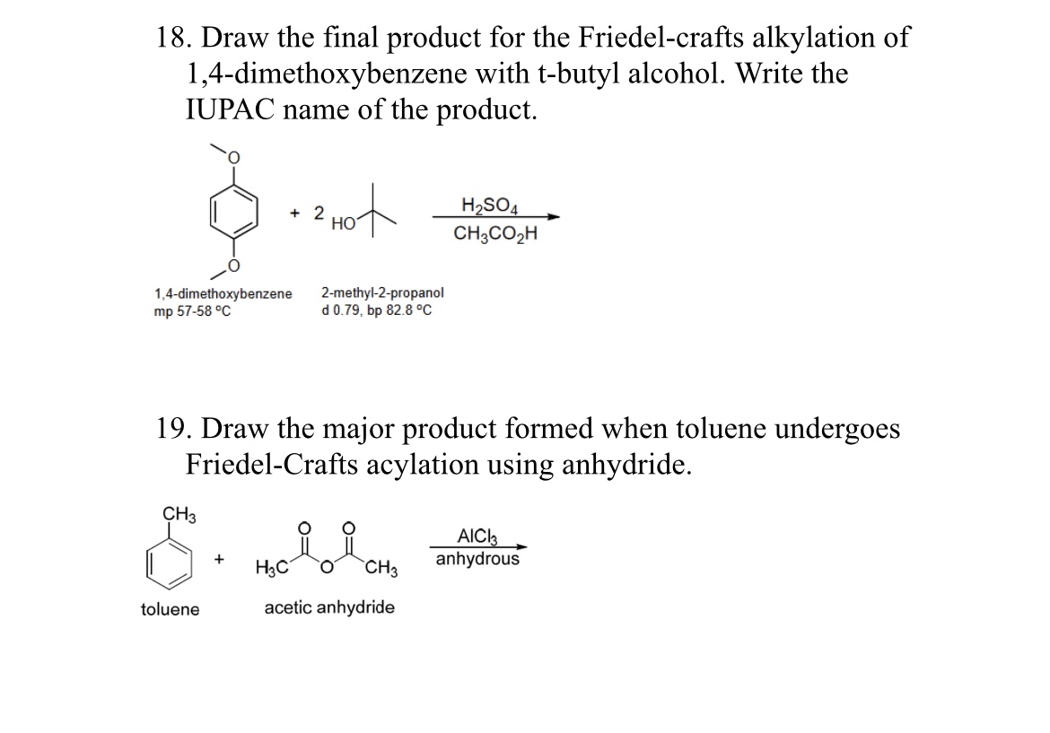 Solved 18. Draw the final product for the Friedel-crafts | Chegg.com