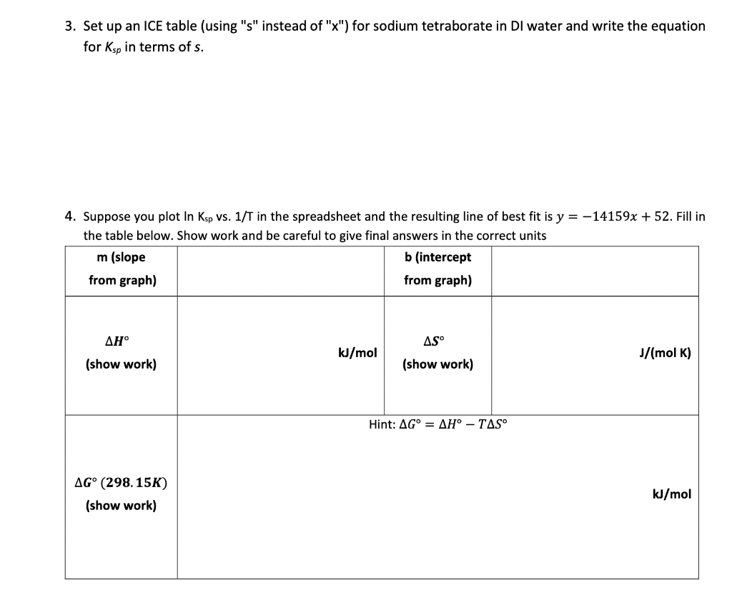 Solved 3. Set up an ICE table (using "s" instead of " x ") | Chegg.com