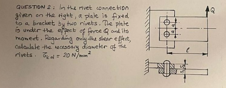 Solved QUESTION 2: In ﻿the rivet connectiongiven on ﻿the | Chegg.com