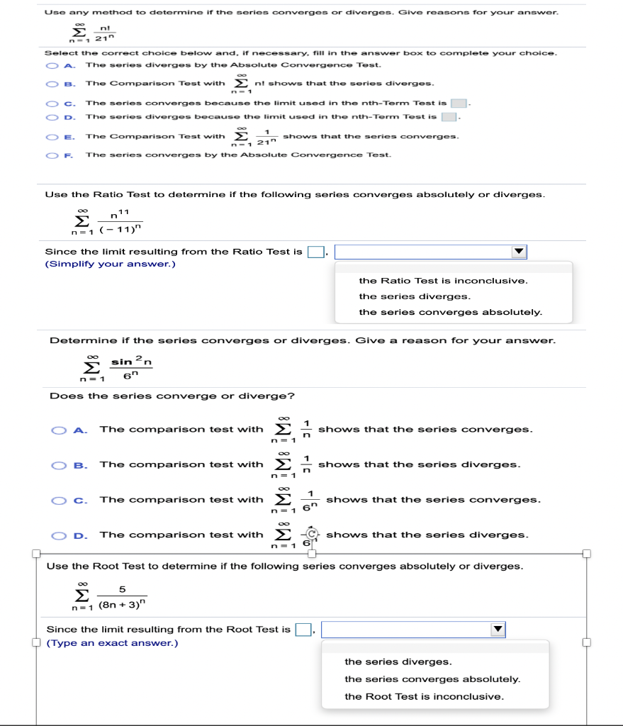 Solved Use any method to determine if the series converges | Chegg.com